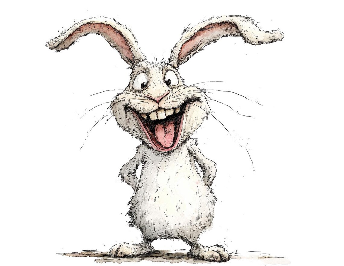 Quirky Rabbit PNG Clipart, 12x Funny Bunny Clip Art Set, Printable ...