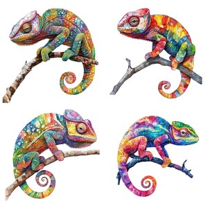 Neon Chameleon PNG Clipart, 12x Colorful Reptile Clip Art Set ...