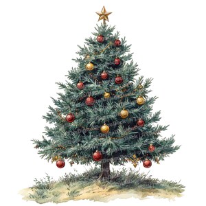 Victorian Christmas Tree Clip Art, 12x Vintage Holiday Clipart Set ...