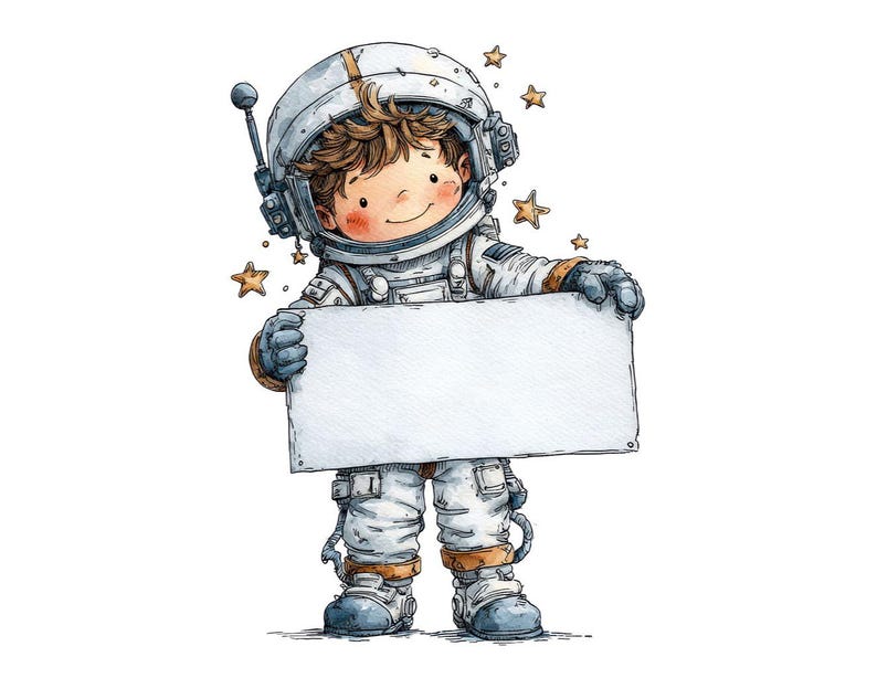 Astronaut Boy PNG Clipart, 12x Space Kid With Banner Art Set, Printable ...