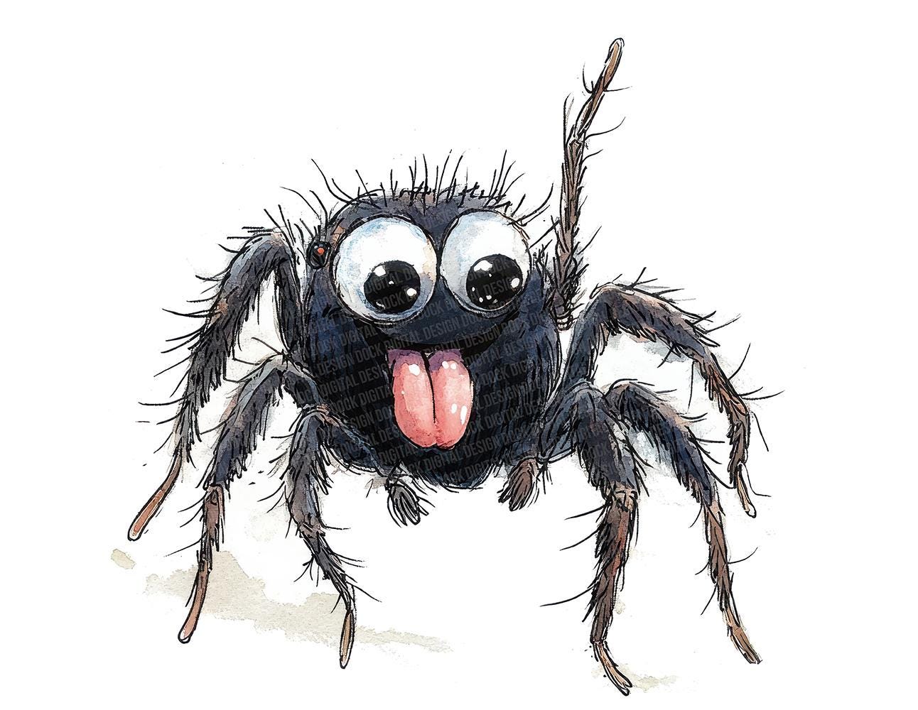 Cartoon Spider PNG Clipart, 12x Funny Bug Clip Art Set, Printable ...