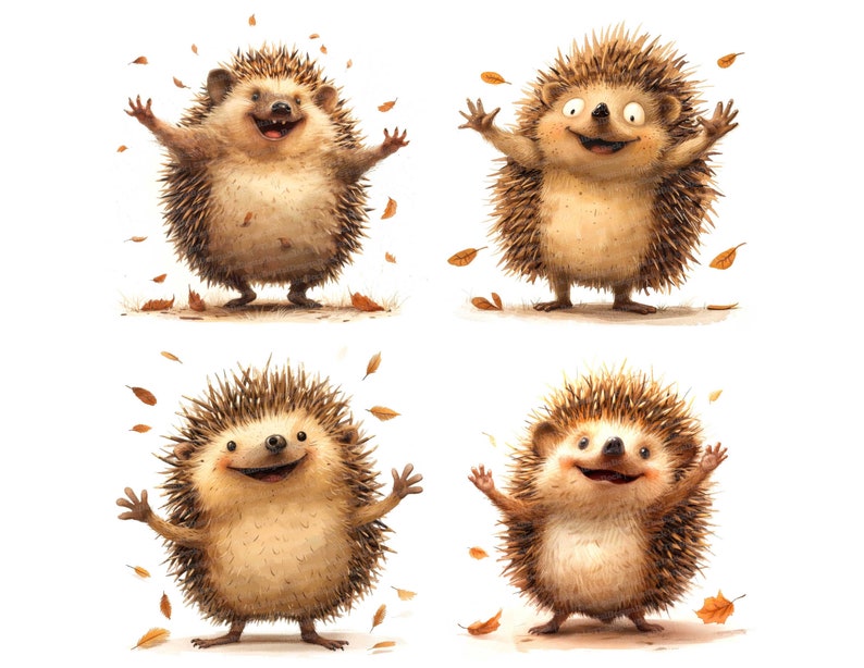 Cute Cartoon Hedgehog Celebrating Clipart, 12 Jpgs, Printable Image ...