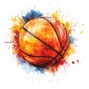 Basketball PNG Clipart, 12x Watercolor Basketball Clip Art Set, Sports ...