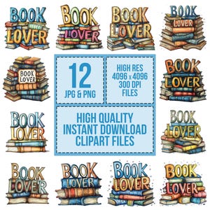 Book Lover PNG Clipart, 12x Reading Enthusiast Clip Art Set, Printable ...