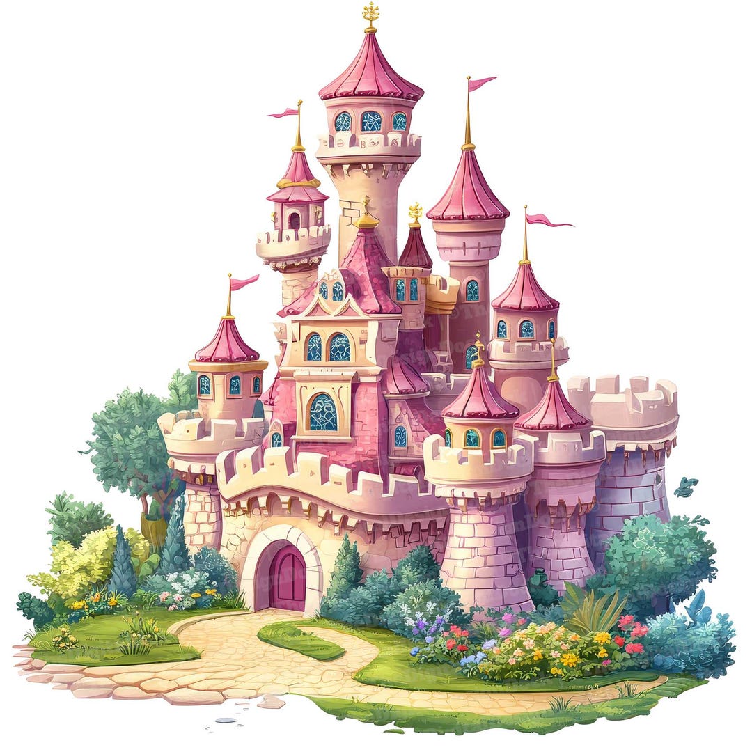 12 Princess Castle Clipart, Watercolor Fairytale Castle, Printable ...