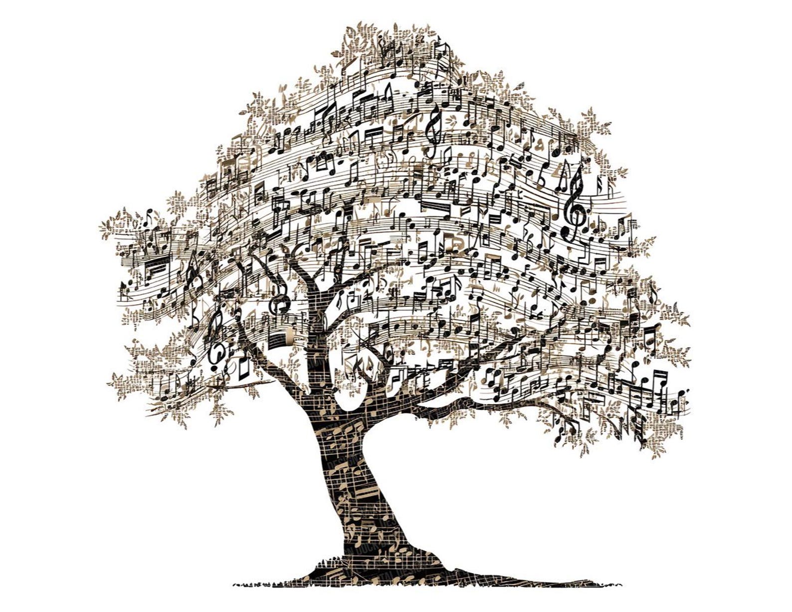 Music Note Tree Clipart, 12x Sheet Music Tree Clip Art Set, Printable ...