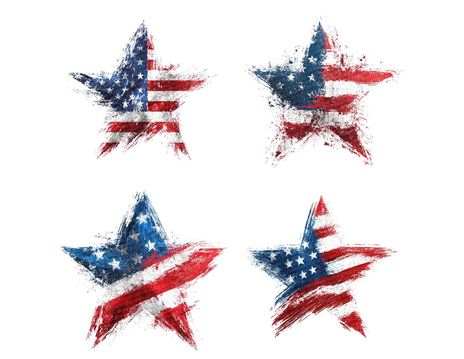 USA Flag Star PNG Clipart, 12x Grunge Patriotic Stars Art Set ...
