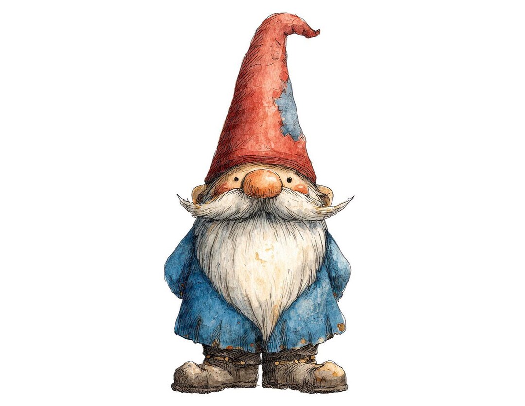 Cheerful Gnome Character PNG Clipart, 12x Watercolor Gnome Clip Art Set ...