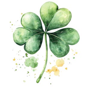 12 Four-leaf Clover Clipart, Watercolor Shamrock Illustration,printable ...
