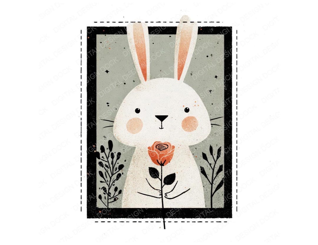 Bunny Rose PNG Clipart, 12x Floral Bunny Clip Art Set, Printable ...