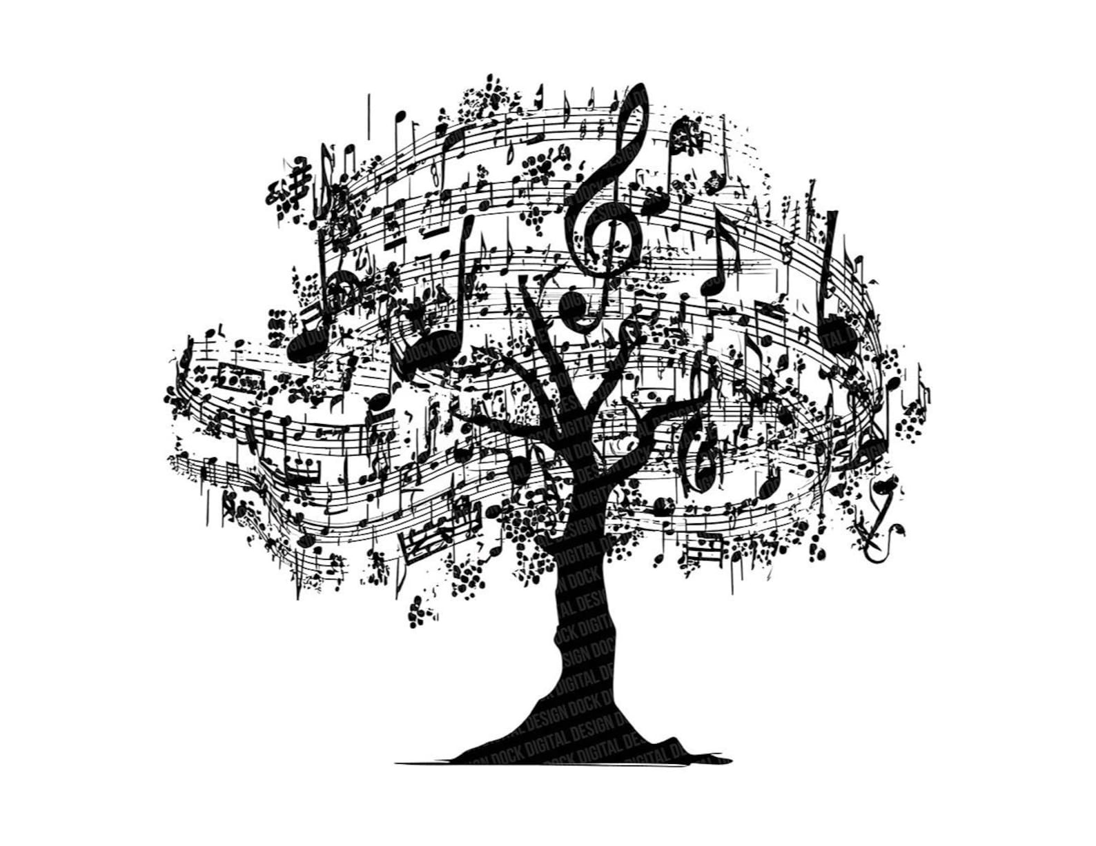 Music Note Tree Clipart, 12x Sheet Music Tree Clip Art Set, Printable ...