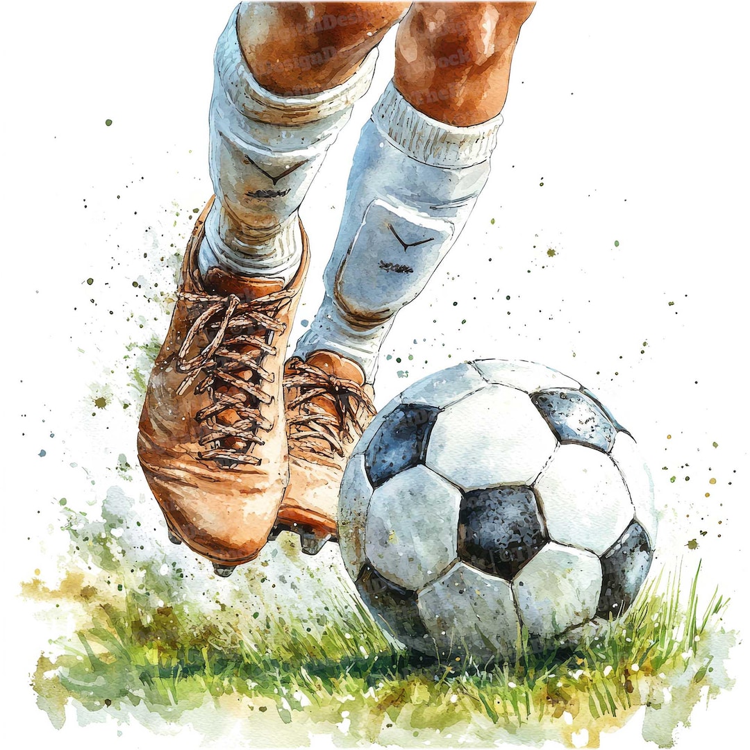 Soccer Clip Art, 12x Football Watercolor Clipart Set, Printable Sports ...
