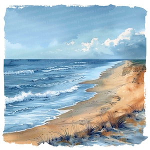 12x Sand Dunes Waves Clipart, Coastal Clipart, Printable Watercolor ...