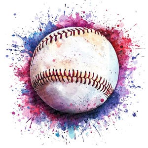 12 Baseball PNG Clipart, Watercolor Sports Ball Art, Vibrant Baseball ...