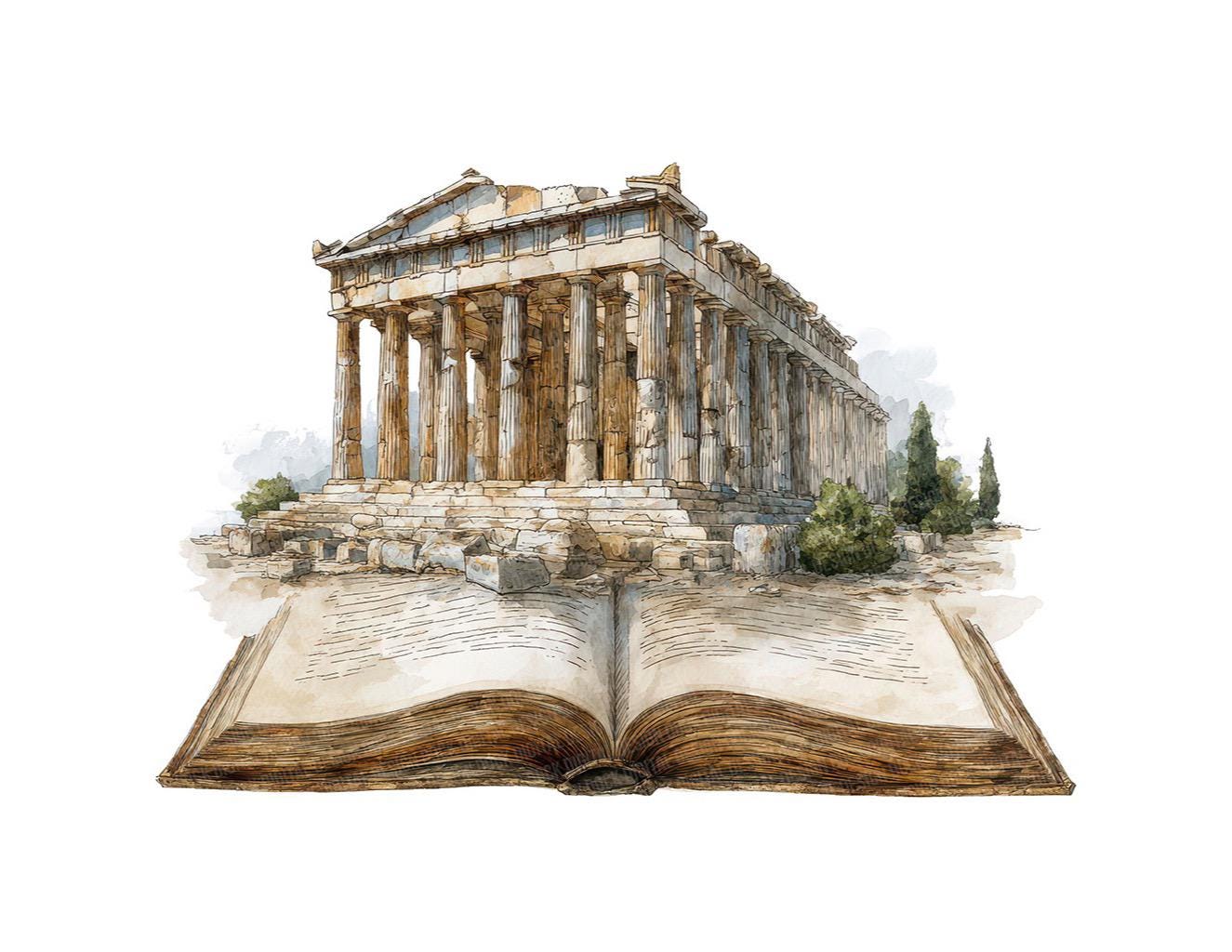 12x Parthenon PNG Clipart, Ancient Greek Temple Watercolor Book Clip ...
