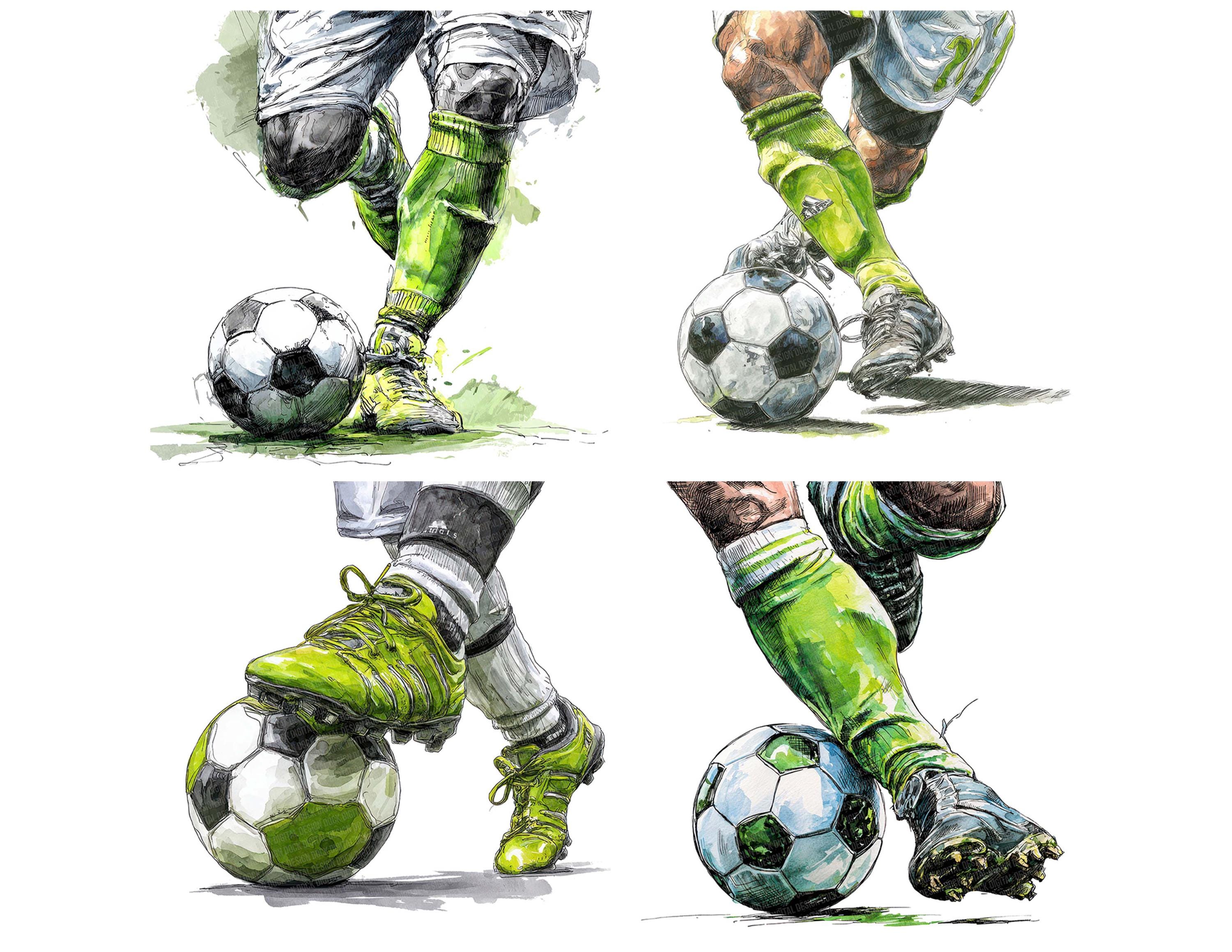 12x Watercolor Soccer PNG Clipart, Football Kick Clip Art Set ...