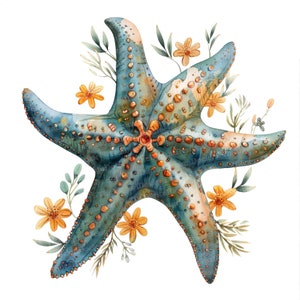 12x Nursery Starfish Clipart, Cute Sea Animal Clipart, Printable ...