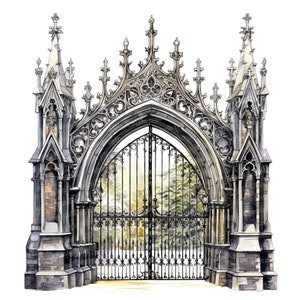 12x Gothic Gates Clipart, Goth Entrance Gate Clipart, Printable ...
