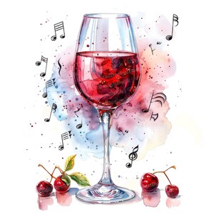 12x Wine Glass With Music Notes Clipart, Musical Clipart, Printable ...