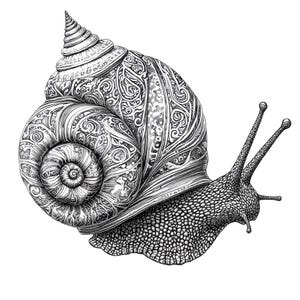 12x Snail Clip Art Pngs, Detailed Line Art Snail Illustrations ...