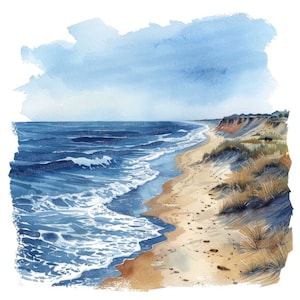 12x Sand Dunes Waves Clipart, Coastal Clipart, Printable Watercolor ...