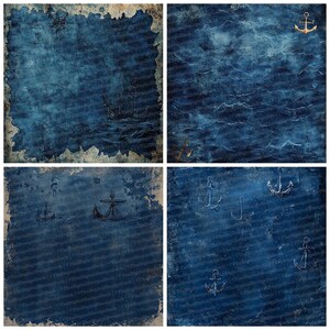12x Nautical Anchor Junk Journal Paper, Distressed Maritime Digital ...