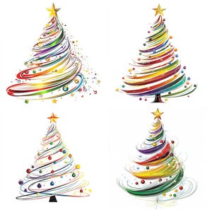 Christmas Tree PNG Clip Art, 12x Abstract Holiday Tree Clipart Set ...