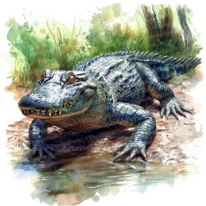 Alligator Clipart, 12x Watercolor Reptile Art, High Quality Jpgs ...