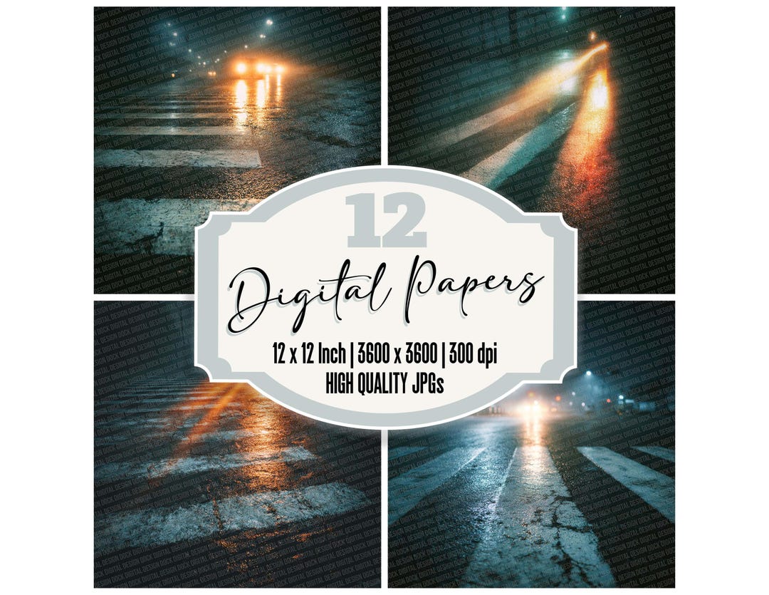 12 X Crosswalk Light Streak Junk Journal Paper Cinematic Texture ...