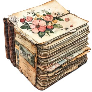 Vintage Junk Journal Clipart, 12 Watercolor Junk Journal Collection ...