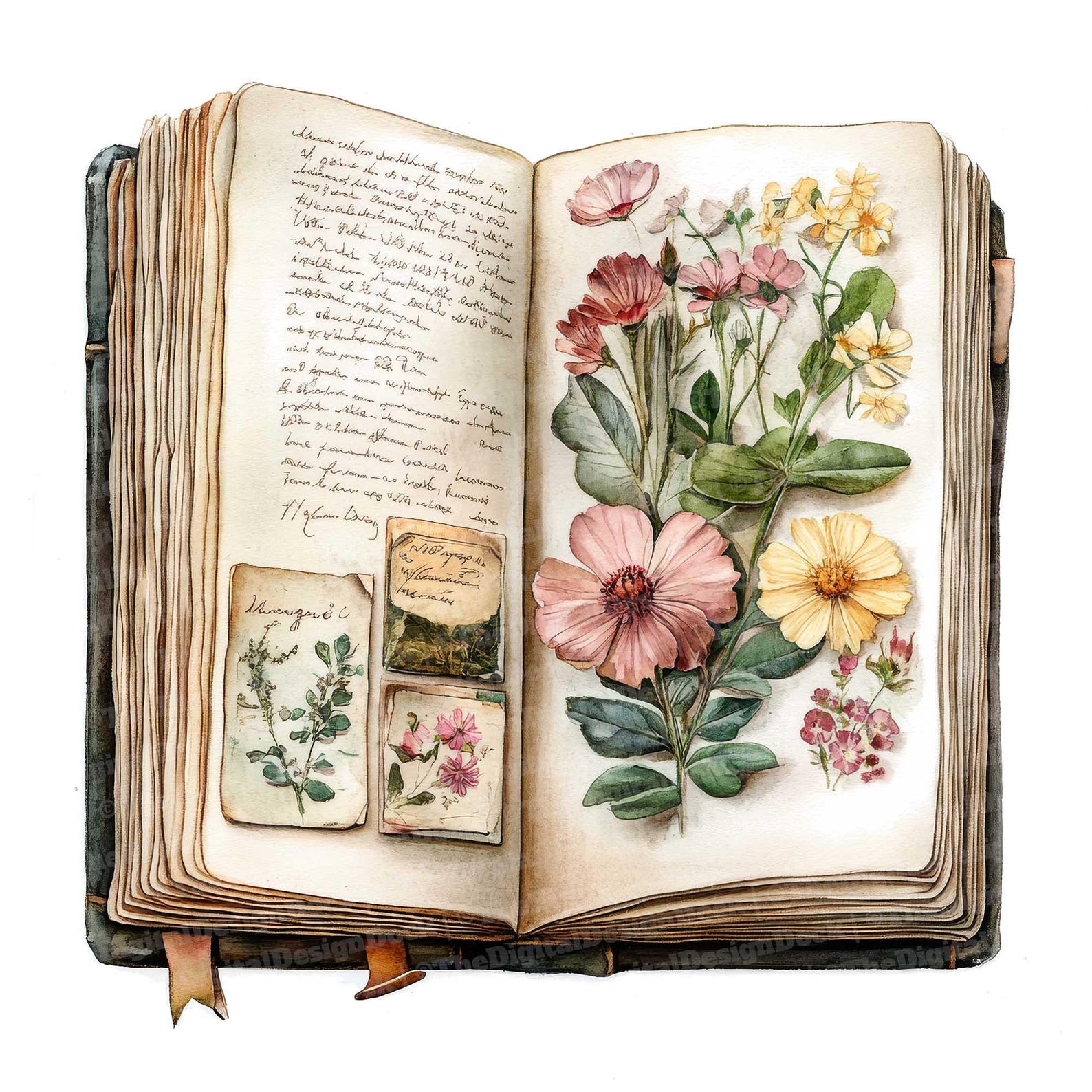 12 Vintage Junk Journal Clipart, Watercolor Journal Pages Art ...