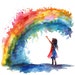 Girl With Rainbow Clipart, 12 Jpgs, Watercolor Rainbow Art Clipart ...