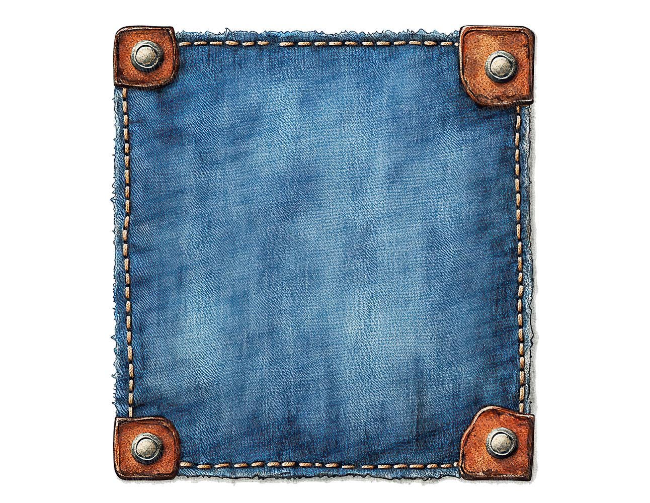 Denim Tag PNG Clipart, 12x Vintage Jean Patch Clip Art Set, Printable ...