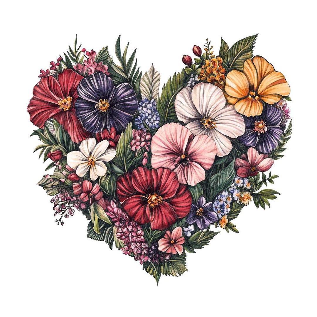 Floral Heart PNG Clipart, 12x Pansy Flower Heart Clip Art Set ...