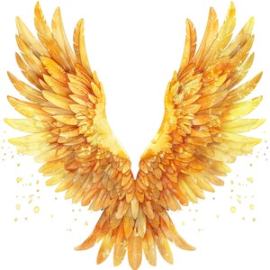 12x Angel Wings Clipart, Golden Angels Wings Clipart, Printable ...