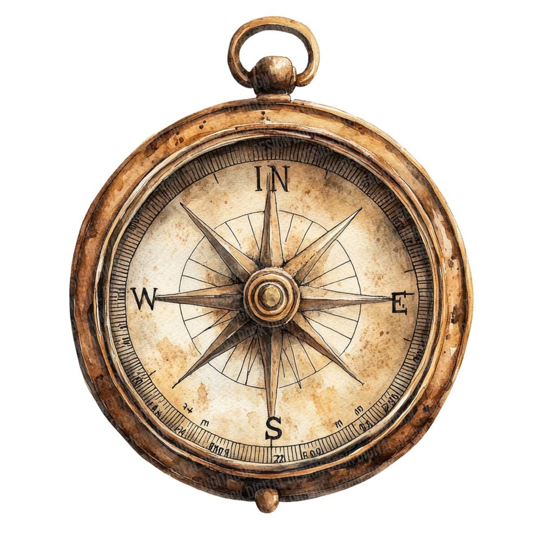 Vintage Compass PNG Clipart, 12x Nautical Clip Art Set, Printable ...