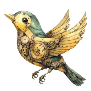 Clockwork Bird PNG Clip Art, 12x Steampunk Mechanical Bird Clipart PNG ...
