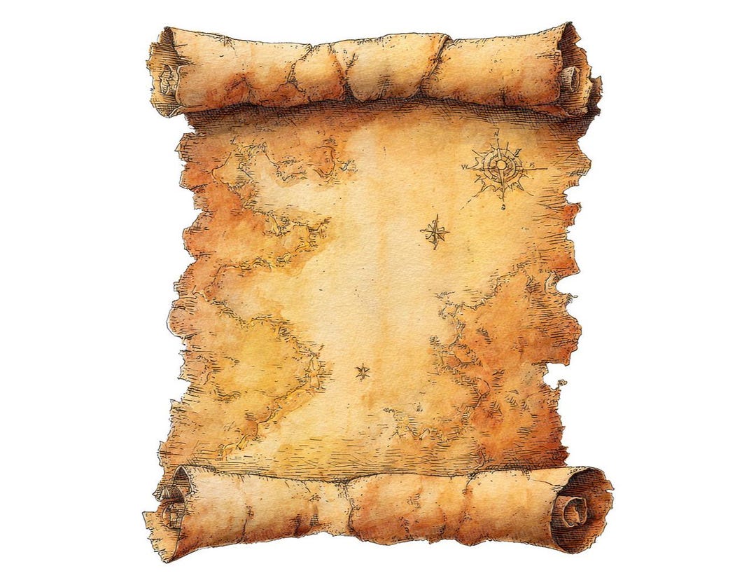 Pirate Map PNG Clipart, 12x Vintage Scroll Maps Clip Art Set, Printable ...