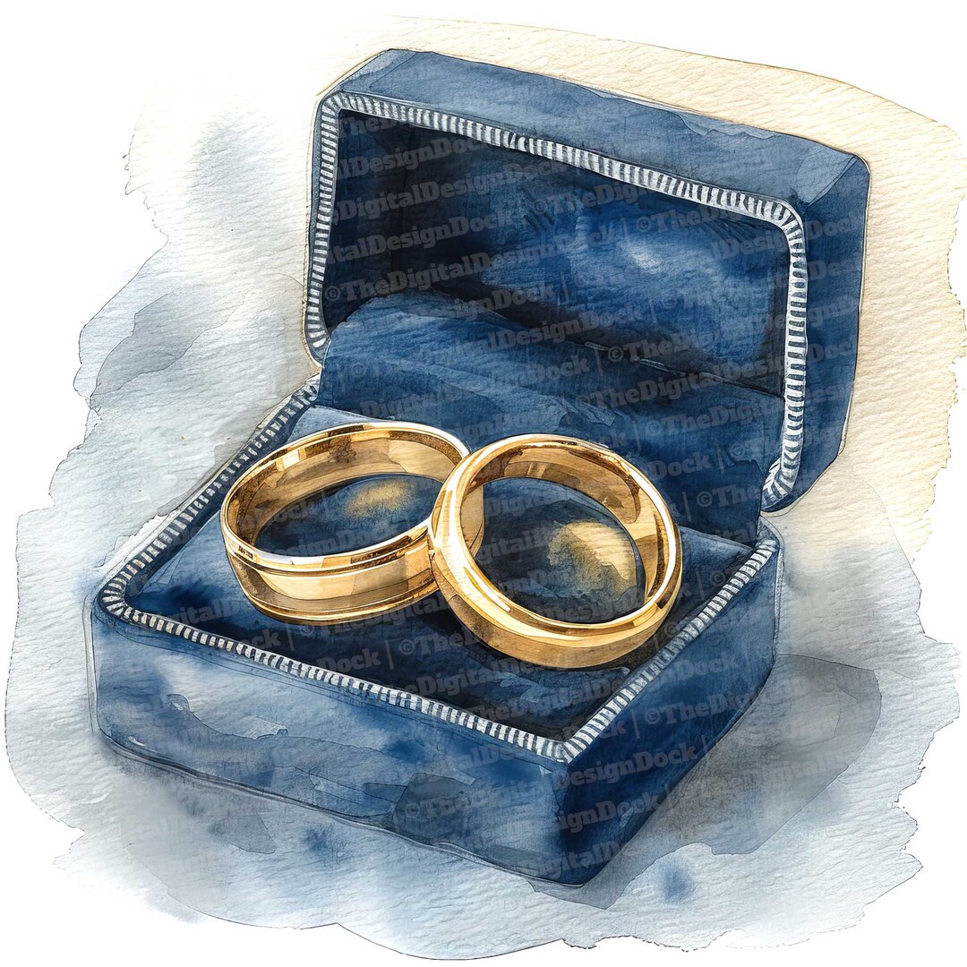 12x Wedding Rings Clipart, Bride & Groom Ring Box Clipart,printable ...