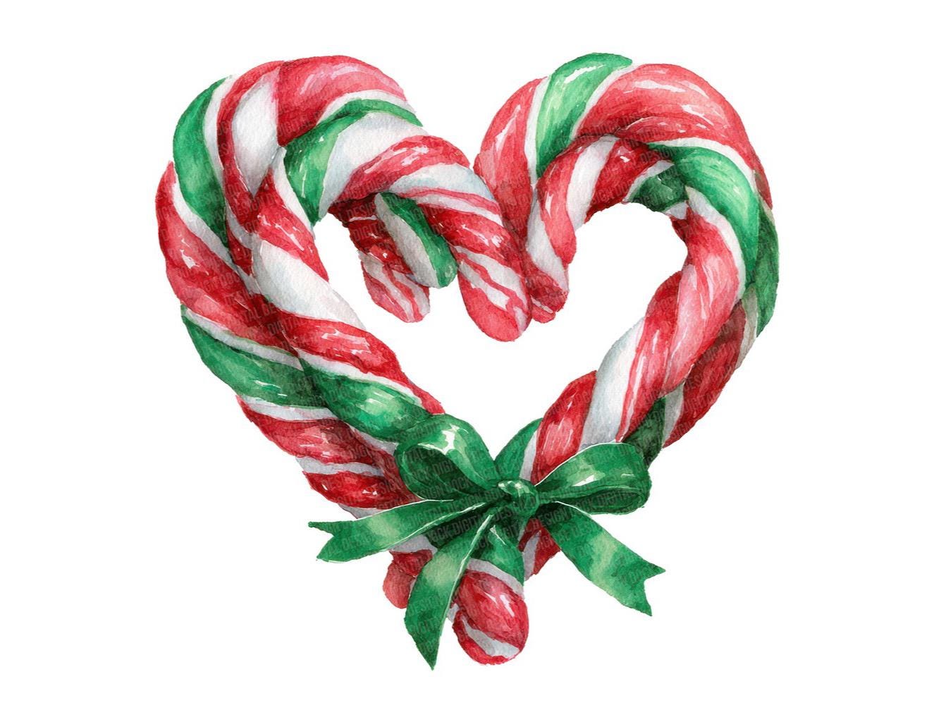 Candy Cane Christmas Heart PNG Clipart, 12x Holiday Candy Clip Art Set ...