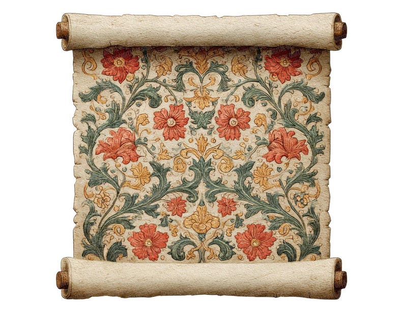 12x Vintage Floral Scroll PNG Clipart, Medieval Paper Clip Art Set ...