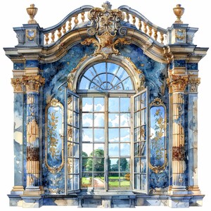 12x Baroque Windows Clipart, Viennese Palace JPG Clipart, Printable ...