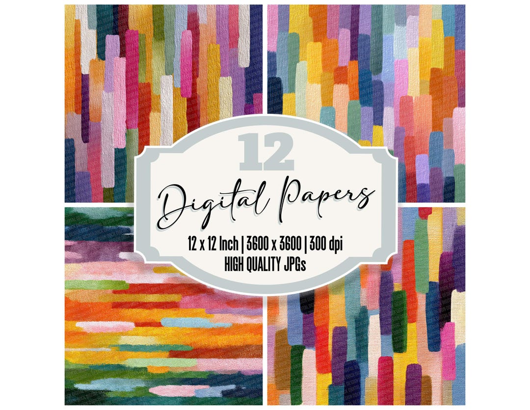 12x Alma Thomas Junk Journal Paper Digital Paper Pack Rainbow Mosaic ...