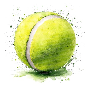 12 Tennis Ball Watercolor Clipart, Sports Ball Splash, Printable ...