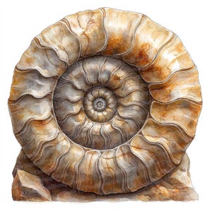 12 Ammonite Fossil Clipart, Vintage Nautical Shells, Printable ...