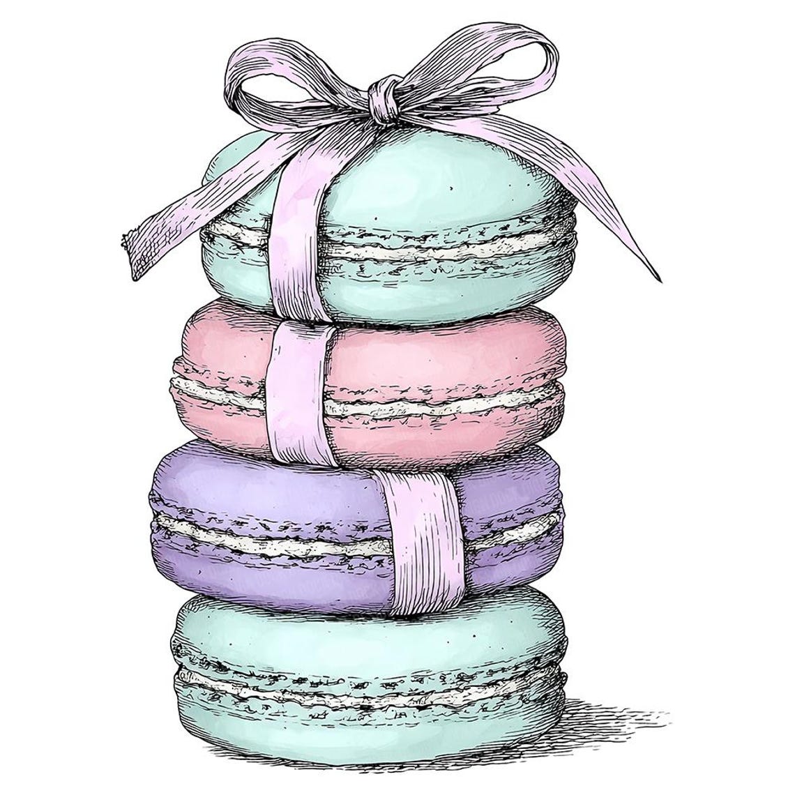 Macaron Stack PNG Clipart, 12x Pastel Dessert Clip Art Set, Printable ...