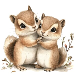 Cute Chipmunks PNG Clipart, 12x Woodland Animal Clip Art Set, Printable ...