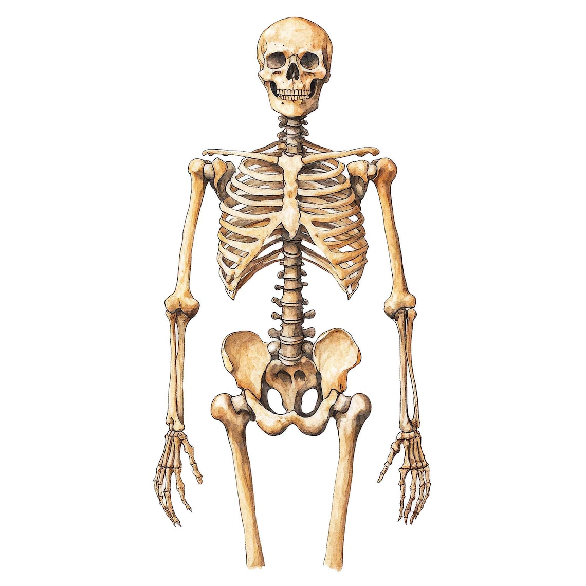 12x Skeleton Anatomy Clipart, Human Skull, Watercolor Human Body Art ...