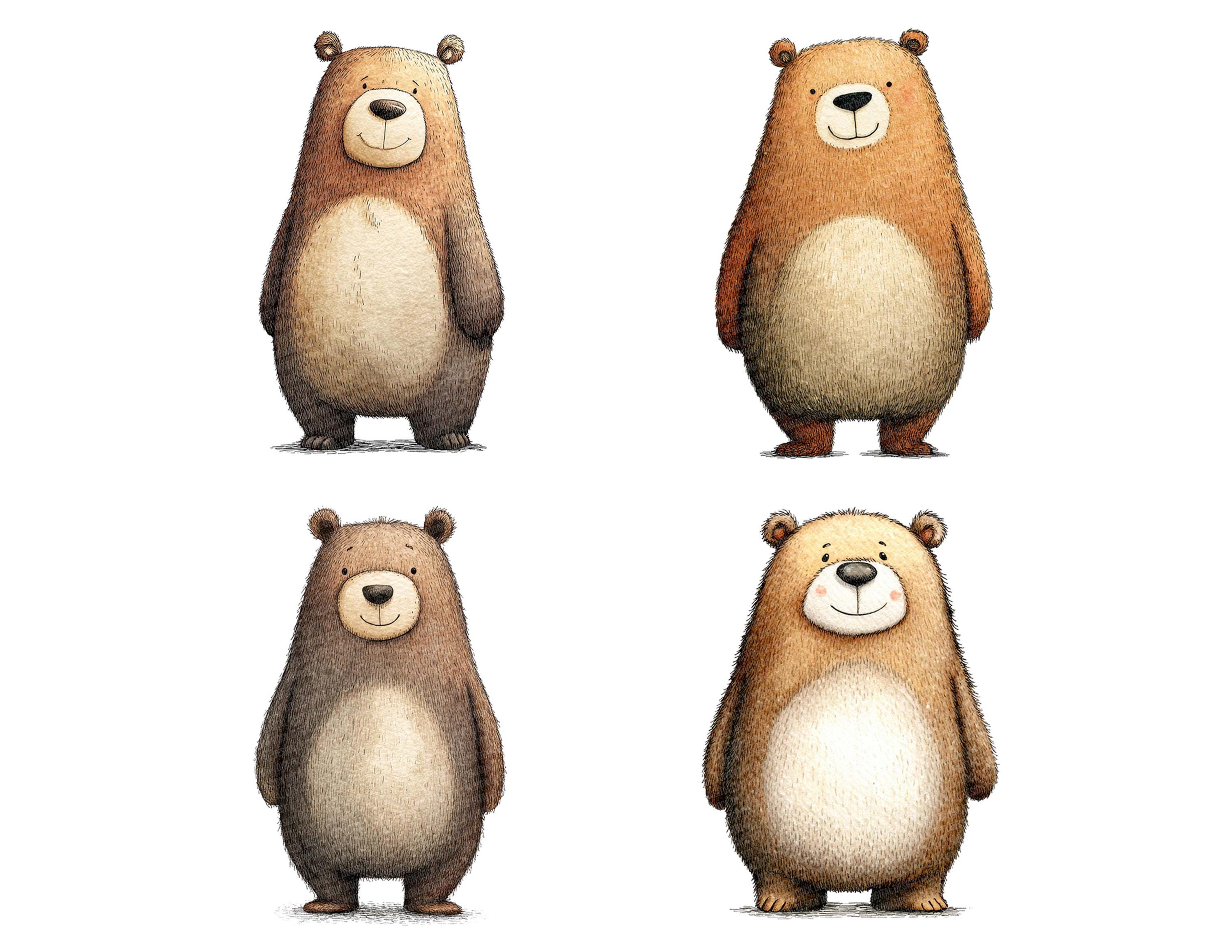 Woodland Bear PNG Clip Art, 12x Forest Animal Clipart Set, Printable ...