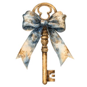 12x Vintage Gold Key Clipart, Watercolor Decorative Keys, High Quality ...